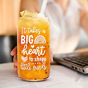 HEXMOZ Teacher Appreciation Gifts - Teacher Gifts for Women, Teacher Day Gifts, Thank You, Funny Birthday Gift Ideas - 1st, First Day, End of Year, Back To School Present - 16oz Teacher Glass Cup