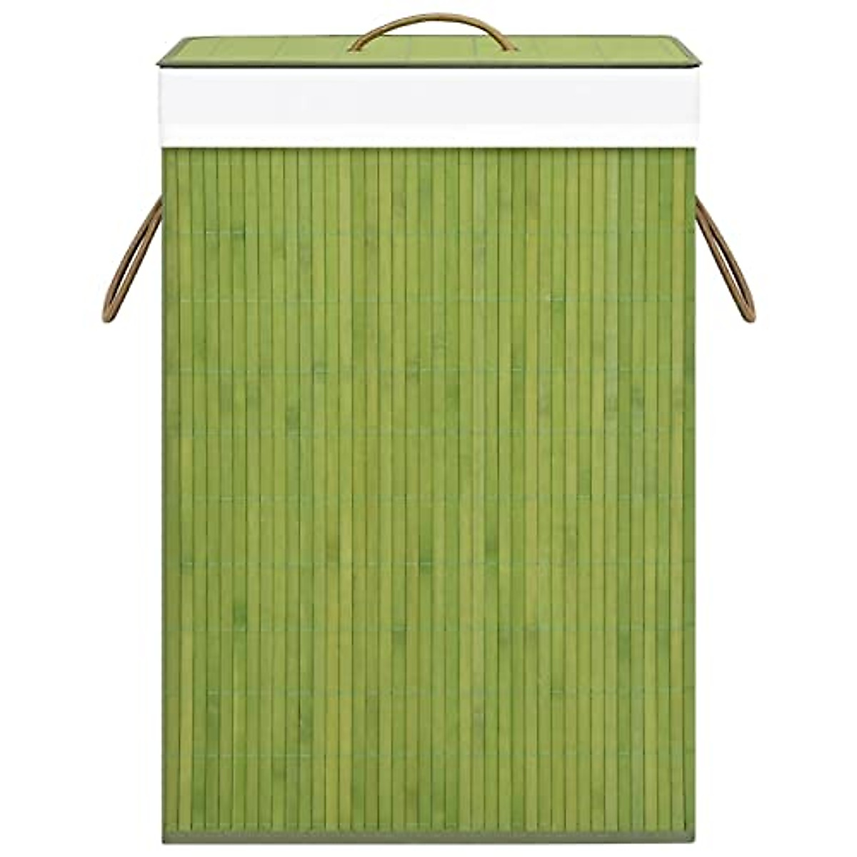 Tidyard Bamboo Laundry Basket with Lid and Handle Woven Fabric Clothes Hamper Blanket Storage Basket Green for Laundry Room, Dorm, Bathroom, Living Room, Bedroom Organization