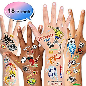 Konsait Football Tattoos Soccer Ball Tattoos Kids Children Temporary Transfer Tattoos Boys Birthday Party Bag & Stocking Fillers, 142PCS