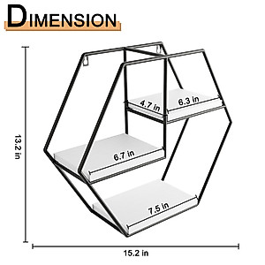 WFSRESTD Hexagon Shelves for Wall - Wooden Floating Shelf for Wall Home Decor, Resilient Metal Honeycomb Wall Shelf for for Bedroom, Living Room, Bathroom