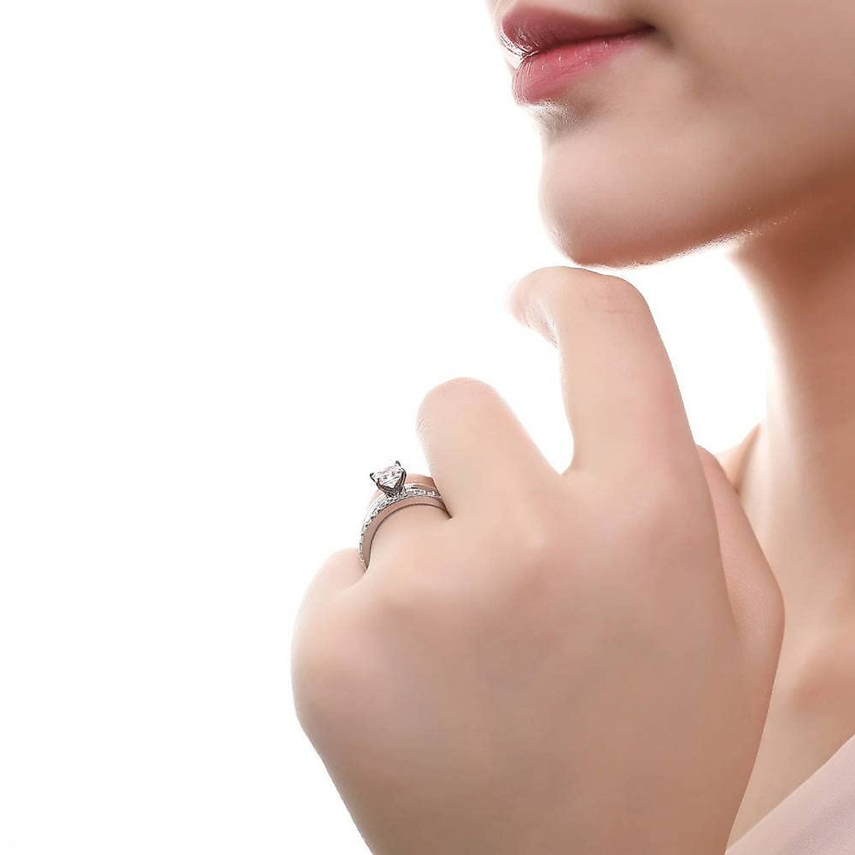 BERRICLE Sterling Silver Solitaire Wedding Engagement Rings 1.2 Carat Princess Cut Cubic Zirconia CZ Ring Set for Women, Rhodium Plated Size 6