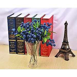 DS. DISTINCTIVE STYLE Artificial Blueberries 4 Pieces Lifelike Faux Fruit Berries Fake Flowers for Decoration (Blue)
