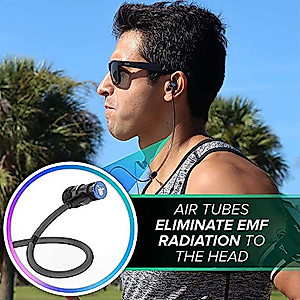 DefenderShield EMF-Free Air Tube Stereo Earbud Headphones - Universal Radiation Free Wired Headphones with Mic & Volume Control