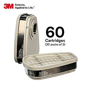3M Respirator Cartridge 6001, 30 Pairs, Helps Protect Against Organic Vapors, Cleaning, Painting, Chemical Dispensing, Parts Cleaning, and Seal Coating , Gray