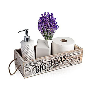Bathroom Decor Box, 2 Sides with Funny Sayings -Perfect for Farmhouse Bathroom Decor, Rustic Bathroom Decor, Funny Toilet Paper Holder - Rustic White