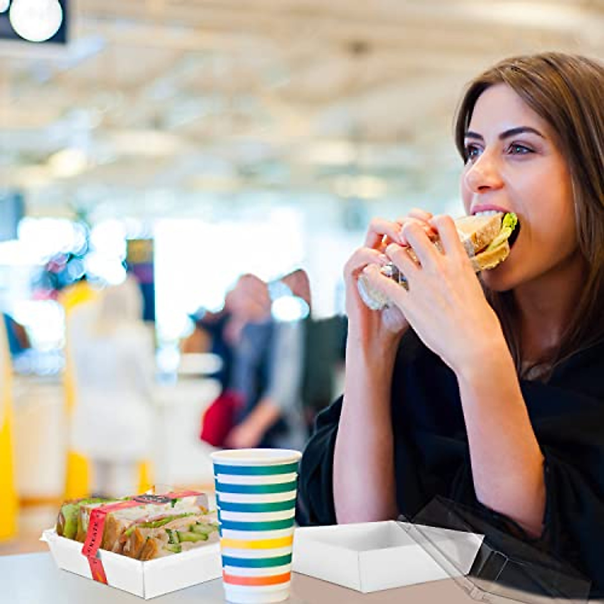 Mini Cake Box,50 Pcs 4.5 Inch Clear Plastic Mini Cupcake Box Muffins Box Cookies Dome Box Mooncake Box Small Single Muffin Dessert Containers Holder Wedding Birthday Gift Box - Bonus 50 Pcs Stickers (White)