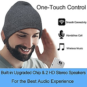 Bluetooth Beanie Headphones Hat Unique Christmas Tech Gifts Dark Gray