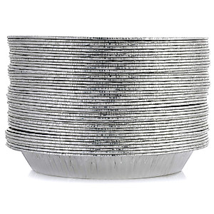 9" Pie Pans [50 Pack] - Heavy Duty Standard-Sized Disposable Aluminum Foil Pie Tins for Baking and Serving