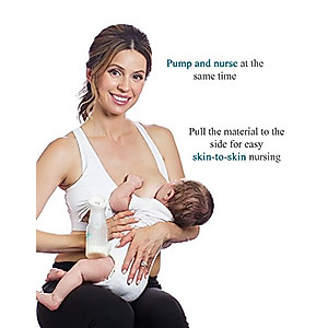 Rumina Racerback Hands Free Pump&Nurse Nursing Bra for Pumping. Perfect for Breastfeeding Pumps by Spectra, Medela, Lansinoh, etc., Nude L