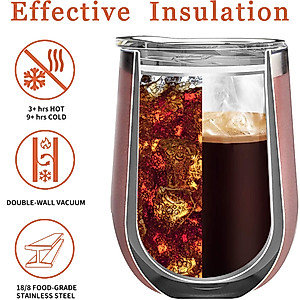 Joyloce Queen Of The Camper Wine Tumbler Camping Coffee Mug Cup Women Camper Stemless Tumblers With Lid Stainless Steel Insulated Vacuum 12 Oz RV Gifts For Campers Outdoors Hiking