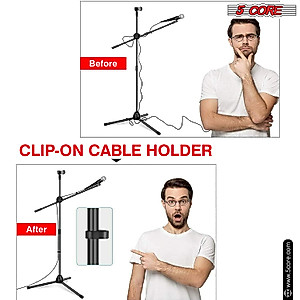 5 Core Tripod Mic Stand Floor 4Pcs Adjustable 31 to 76 Inches Boom Arm Holder Microphone Stands 360 Degree Rotating + Dual Mic MS DBL 4PCS