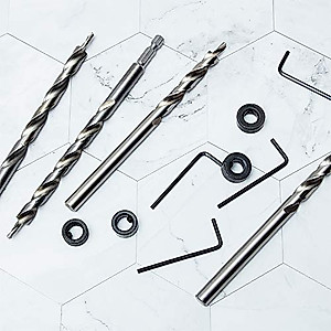 4 Pieces 3/8 Inch Pocket Hole Drill Bit with Depth Stop Collar 1/4 Hex Shank and Round Shank Replacement Twist Step Drills for Manual Pocket Hole Guide Jig Master System (6.3 Inch Length)