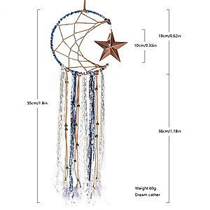 KPPKUEC Dream Catcher Craft,DIY Dream Catcher kit for Girls Moon Design Blue Wall Decor Catchers for Birthday Party Baby Shower Bridal Shower Wedding Nursery Baby Room Kids Xmas Gift Bedroom