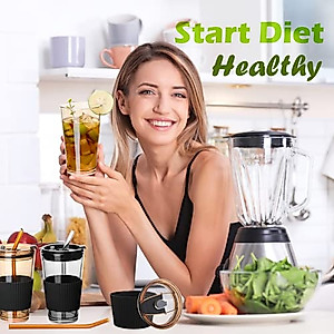 Glass Tumbler with Lid and Straw, Leakproof Glass Cups with Lids and Straws, 3-Way to Drink Drinking Glasses, Iced Coffee Cup Silicone Sleeve Smoothie Cup, Boba Cup for Travel Office Picnic (black)