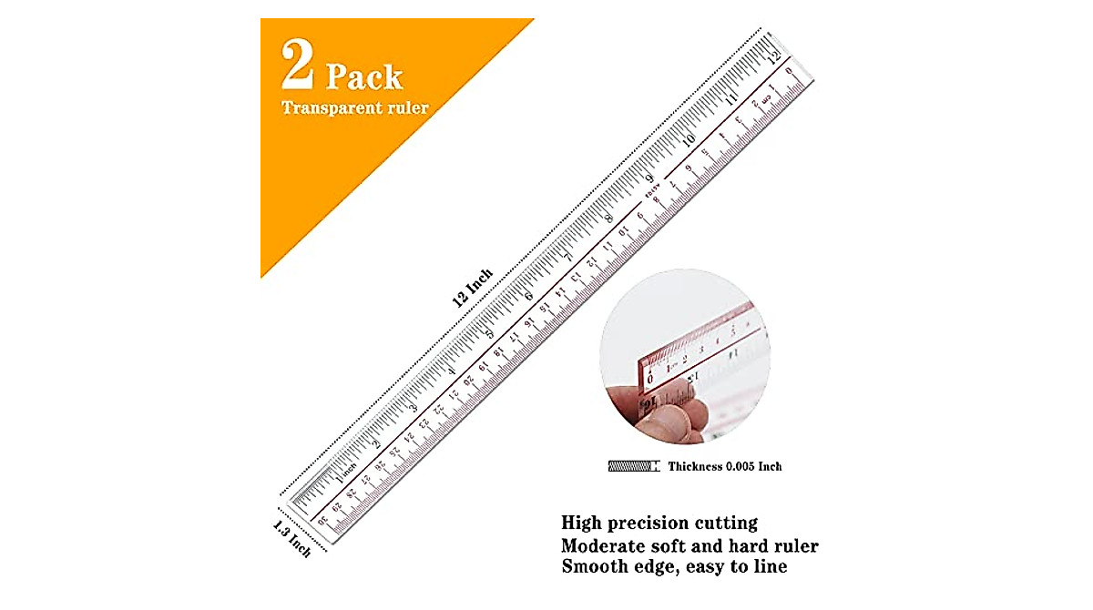 Clear 12-Inch Ruler Set - Perfect for Home & School