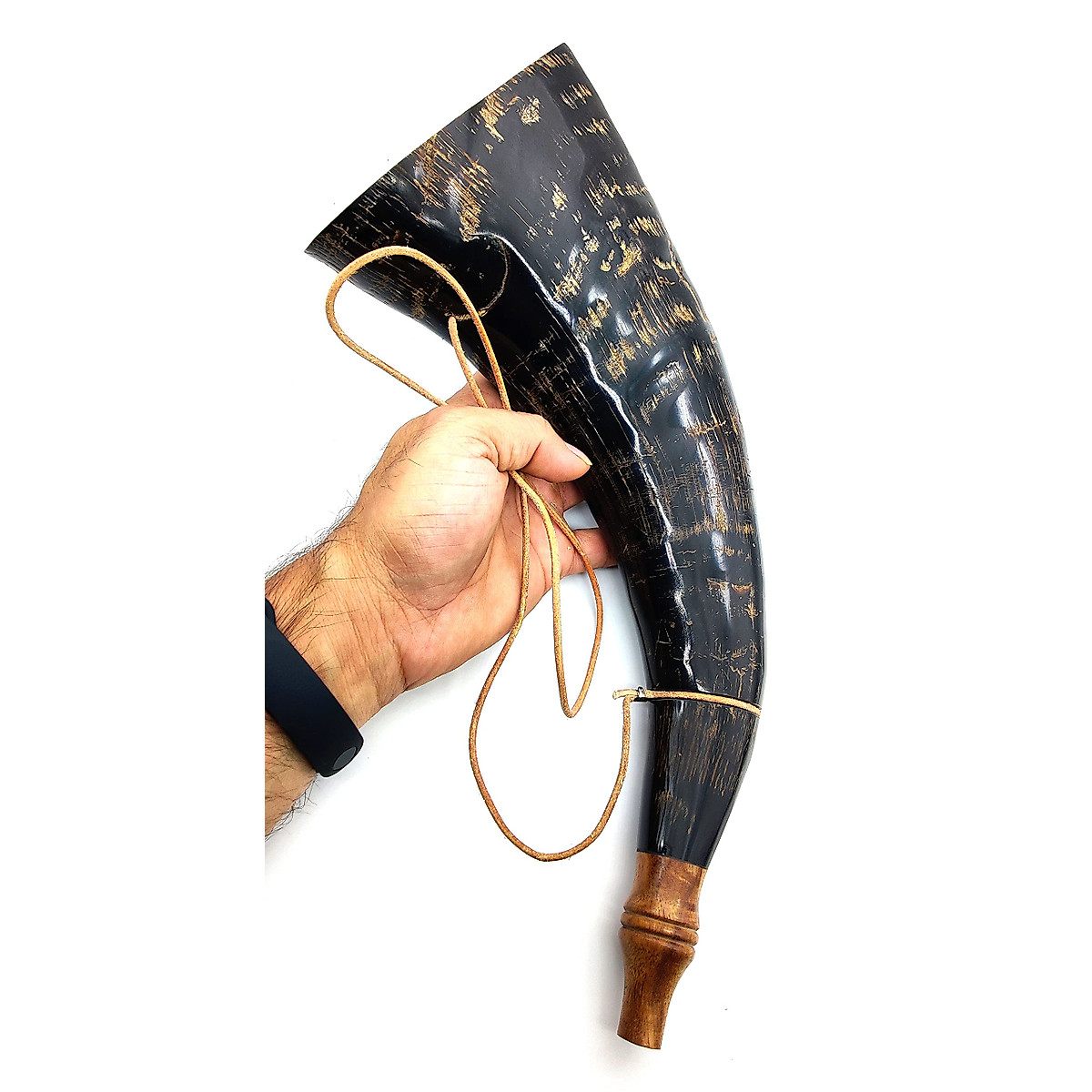 Viking War Horn Genuine buffalo-Horn Battle Trumpet - Premium Hand made Horn Viking Norse Cattle Ancient Horn Bugle Hunting Tool BATTLE HORN BLOWING HORN VIKING BUGLE HORN 16"