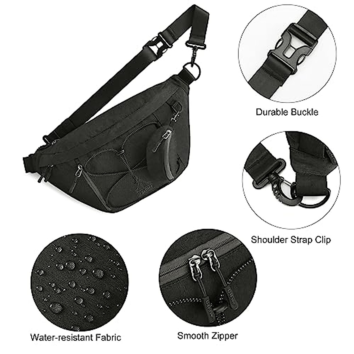 G4Free Sling Bag RFID Blocking Large Sling Backpack for Men Women Crossbody Chest Bag for Sports Hiking Traveling(Black)