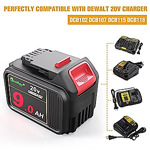 ZLWAWAOL DCB200 20V 9.0Ah Lithium-ion Replacement Battery Compatible with Dewalt 20V DCB200 DCB203 DCB204 DCB206 DCB209 DCD/DCF/DCG/DCS Series Cordless Tools with LED Display