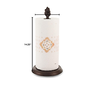 Spectrum Diversified Leaf Paper Towel Holder, Cast Iron Countertop Paper Towel Dispenser, Nature-Inspired Kitchen Countertop Paper Towel Holder, Holds Both Standard & Jumbo Rolls