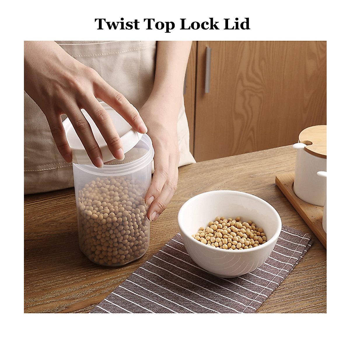 TIAN CHEN Overnight Oats Containers with Lids, 4 pcs, 22oz/30oz Airtight Deli Storage Round Jars, Leak Proof Twist Top Cereal Cups on the Go, Reusable, BPA Free (2pcs22oz,2pcs 30oz) White