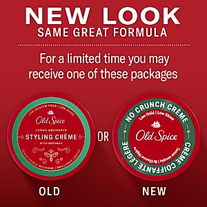 Old Spice No Crunch Crème, Hair Styling Crème for Men, Low Hold with Low Shine, 2.22 oz