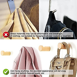 JOOPSHEE 8 Pack Wood Wall Hooks, Coat Hooks for Wall Mounted Extended Wooden Pegs, Rustic Wall Coat Rack Hat Hooks Robe Hook- Bathroom Cloest Entryway Wall Hangers Heavy Duty Hooks