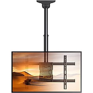 Perlegear Ceiling TV Mount, Hanging TV Mount for 37-75 inch Flat or Curved TVs up to 99 lbs, Full Motion TV Bracket with Swivel, Tilt, Max VESA 600x400mm, PGLCM1
