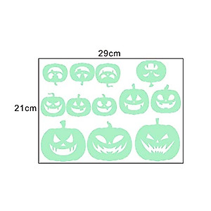 PartyKindom Halloween Home Decorations, 1 Sheet Halloween Luminous Stickers Fluorescent Stickers Holiday Festival Wall Stickers (Cartoon Pumpkin)