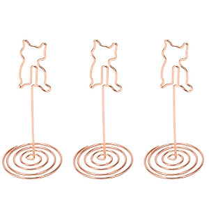 Decorative Shaped Table Number Holder, 10Pcs Metal Place Card Holders Multipurpose Memo Photo Stand Holder for Wedding Party (Cat)