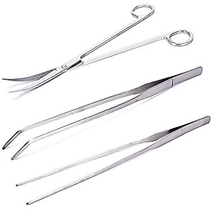Buytra 3 in 1 Aquarium Plant Tools, Stainless Steel Aquarium Aquascaping Kit Scissor Tweezers for Planted Fish Tank
