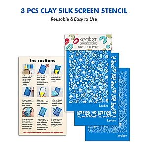 KEOKER Halloween Silk Screen for Polymer Clay, 3 PCS Reusable Silk Screen Stencils for Polymer Clay on Clay & Other Jewelry Clay Earrings Decoration, Each 6" X 3.8" (3PC Halloween 2)