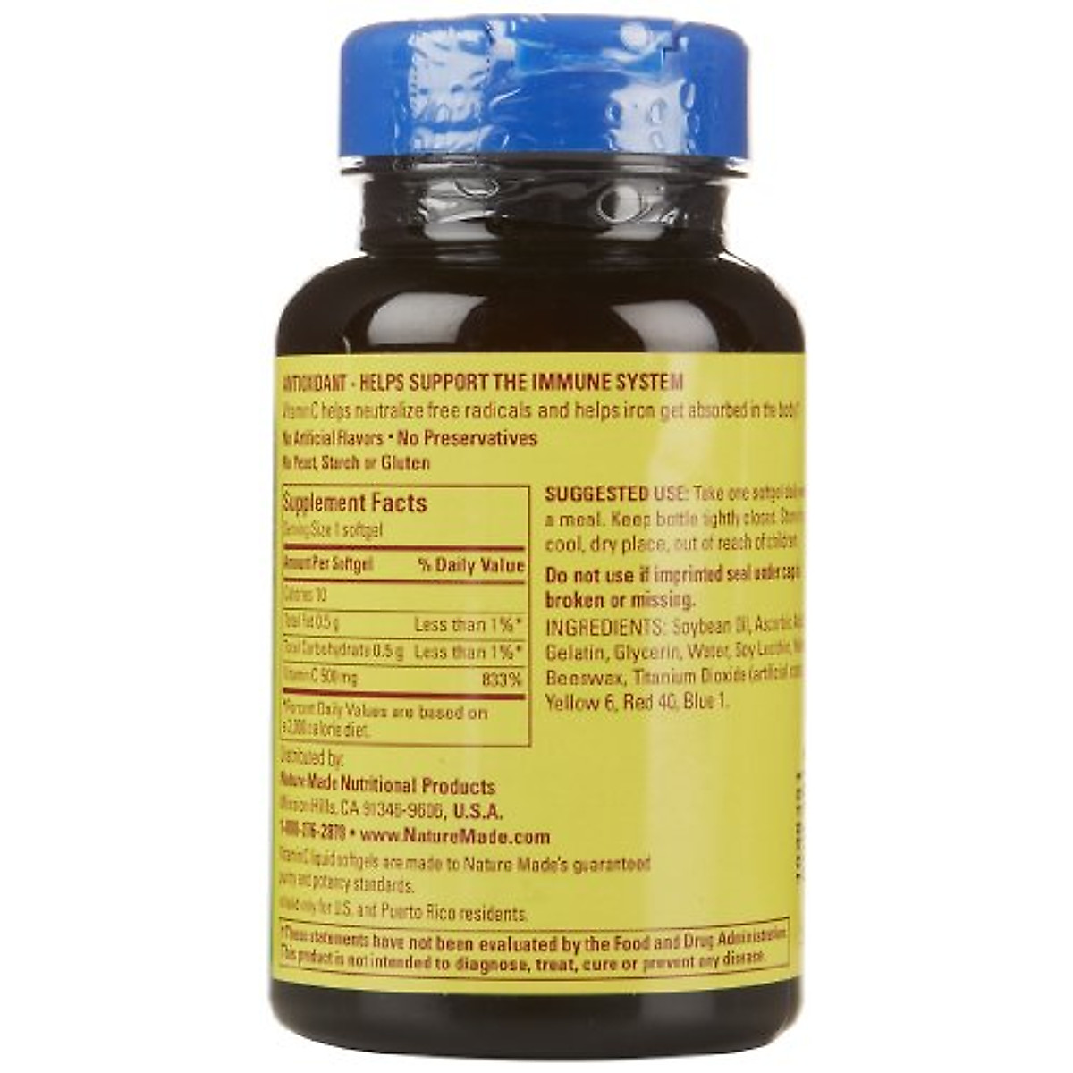 Nature Made Vitamin C 500 mg, Dietary Supplement for Immune Support, 60 Softgels, 60 Day Supply