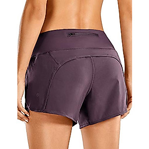 CRZ YOGA Womens Lightweight Gym Athletic Workout Shorts Liner 4" - Quick Dry Running Sport Spandex Shorts Mesh Zipper Pockets Arctic Plum X-Small