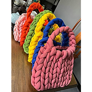 Women's Knit Clutch Bag Handmade Woven Knit Satchel Purse Handbag Shoulder Solid Color Bag