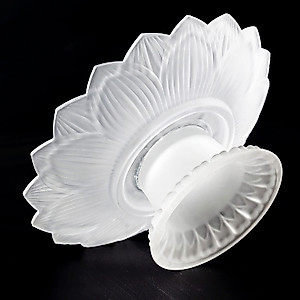 Qinlang 7 Inch White Glass Buddhist Fruit Plate, Offering Plate for Altar, Buddhist Altar Supplies