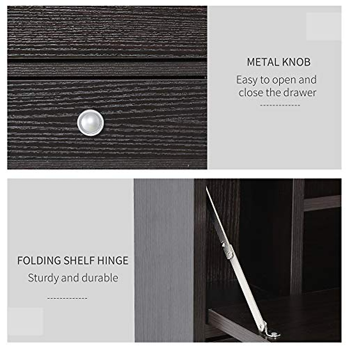 HOMCOM Wall Mounted Desk with Storage Shelves, Floating Desk with Foldable Tabletop, Space Saving Computer Writing Table, Coffee