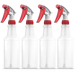 Spray Bottles (16 oz, 4 pack) Heavy-Duty Leak-Proof Plastic Adjustable Nozzle Bathroom Cleaning All-Purpose Gardening Made in USA