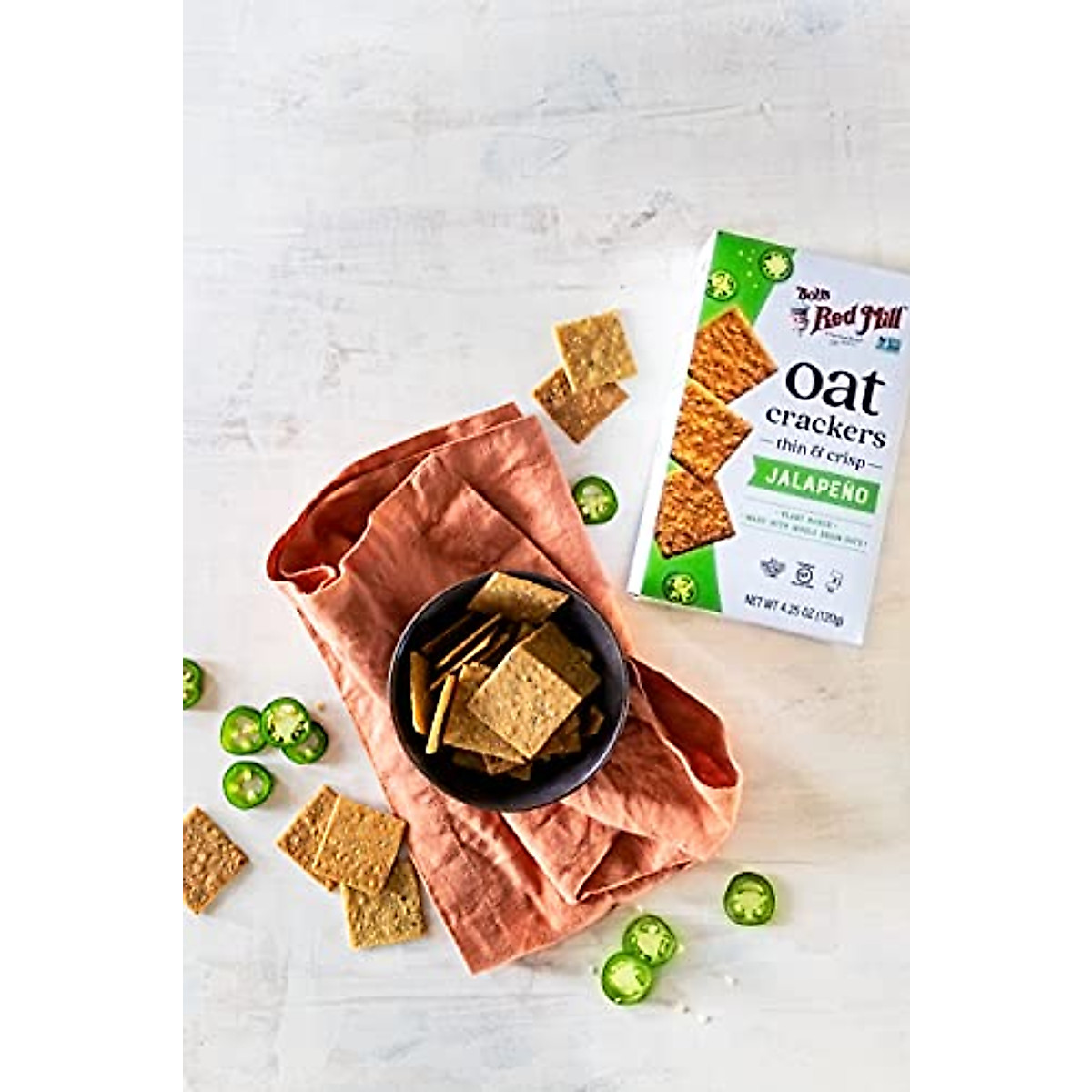Bob's Red Mill Jalapeño Oat Crackers, One 4.25 oz. box