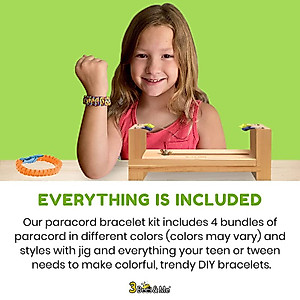 3 Bees & Me Paracord Bracelet Kit for Boys & Girls - Complete DIY Friendship Bracelet Maker Set with Jig Loom & Paracords for Kids, Tweens & Teens