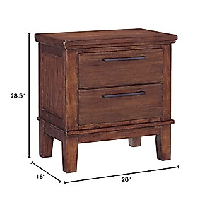 Signature Design by Ashley Ralene Mid-Century Modern Minimalist 2 Drawer Nightstand, Medium Brown