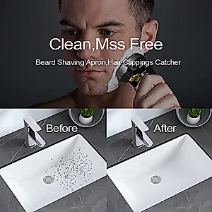 2 PACK Beard Apron Bib for Men, Stocking Stuffers Christmas Gifts for Men, Beard Shaving Catcher Apron Non-stick Beard Shaving Bib Trimming Grooming Bib kit with 2 Suction Cups (Black+White)