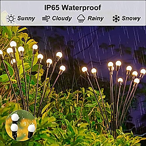 AAOVEFOX Solar Garden Lights – 40 LED Solar Firefly Lights, 10 LED Starburst Swaying Lights, Solar Outdoor Lights Waterproof Garden Decor for Yard Patio Pathway Lawn(4 Pack)
