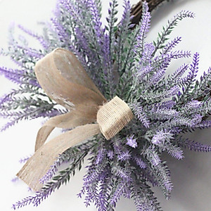 æ— 18 Inch Artificial Lavender Wreath, Silk Lavender Wreath with Bow, Spring Summer Wreath for Front Door Window Wall Wedding Party Home Garden Decor, Purple, 210118XH02-9300-1815254331