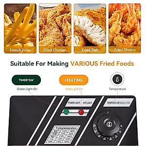 22.8QT Electric Deep Fryer with 2 Baskets & Lids, Commercial Deep Fryer with Temperature Control, Stainless Steel Fryer, Countertop Fryers for Home Kitchen and Restaurant, 5000W