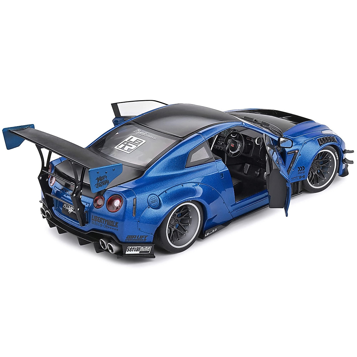Solido S1805801 1:18 2020 Nissan GT-R (R35) with Liberty Walk Body Kit 2.0-Metallic Blue Collectible Miniature car