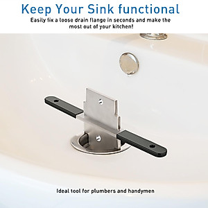 BoomBa Waste Drain Tool for 3 Tier Sink in Commercial Kitchens - Stainless Steel Twist Waste Drain Tool and Lever Waste Plumbing Drain Tool, Silvery, 0201478