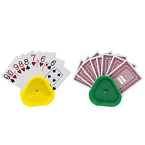 Yuanhe Playing Card Game Holder - Triangle Shaped Hands-Free Poker Holder Tray, 4 Colors, Set of 4
