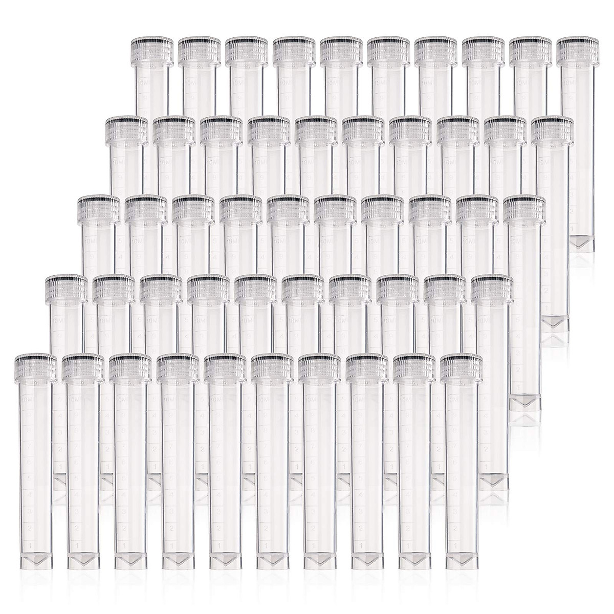 Bekith 50pcs 10ml Lab Plastic Frozen Test Tubes with Screw Caps, Vial Seal Cap Container for Laboratory School Educational