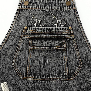 Jeanerlor - Denim Apron with Pockets for Hair Stylist Gardening Craftsmen Barista Women Hairdresser Jean Work Apron Cross Straps & Adjustable S to L (Black)