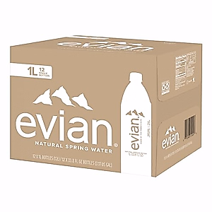 evian Natural Spring Water, PH Balanced with Natural Electrolytes, 33.8fl oz./1L Bottles (pack of 12)